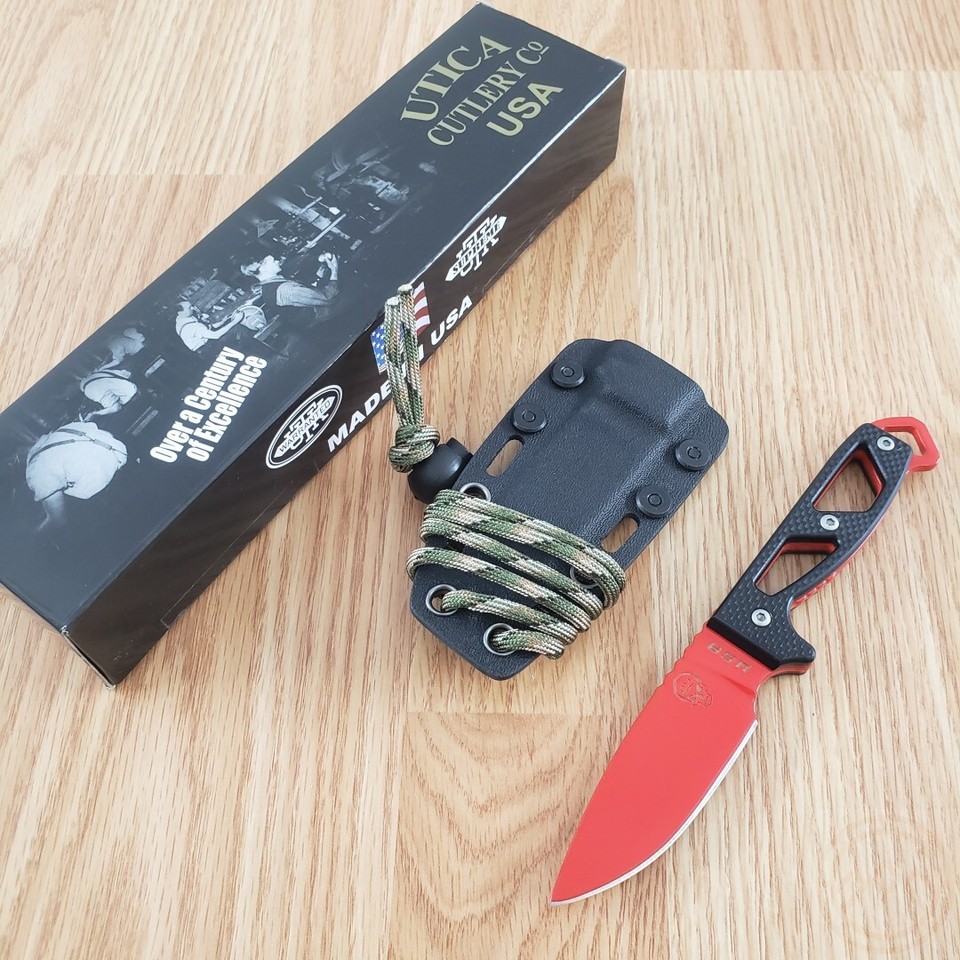 Utica Critical Hit II Fixed Knife 3" Red MagnaCut Steel Blade Black G10 ...