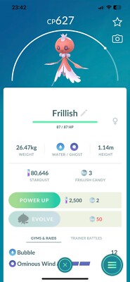 Shiny Female Frillish P T C Read Description | eBay