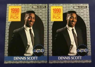 1990-1991 Hoops # 393 DENNIS SCOTT ROOKIE RC Lottery Pick Lot 2 Orlando ...