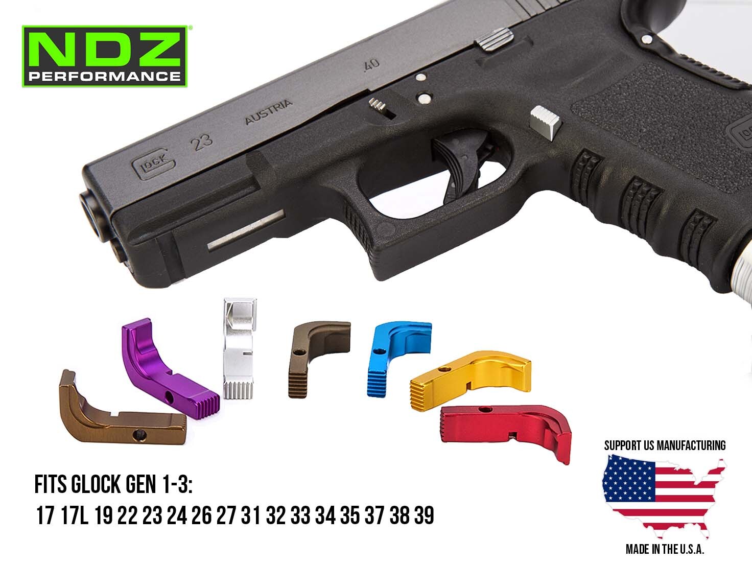 for Glock Gen 1-3 17 19 Magazine Release Stock, Plus, Extended Aluminum ...