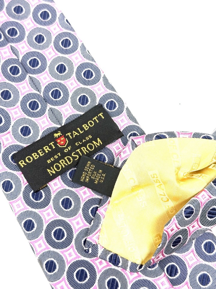 Robert Talbott Best of Class Pink Denim Blue Roundel Stars Thick Woven ...