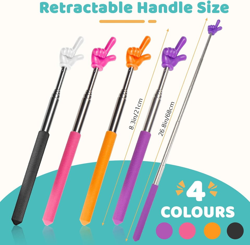 4 Pcs Teacher Pointer Stick for Classroom, Extendable Pointer Finger ...