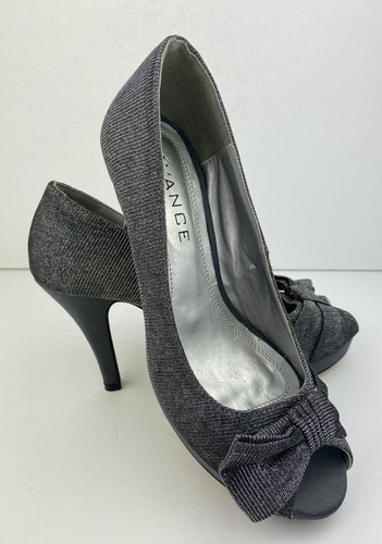 Avance Women's High Stiletto Heel Peep Toe Silver Glitter Platform ...