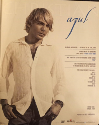 CRISTIAN AZUL album release ORIGINAL (UNFRAMED) 2001 magazine PROMO AD ...