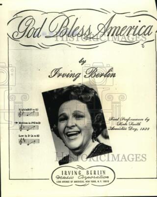 1973 Press Photo Kate Smith performing Irving Berlin's "God Bless ...