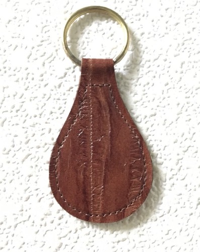 Vintage Keychain FAUX ALLIGATOR LEATHER Key Fob Ring Textured Brown ...