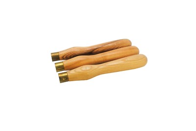 3 Wood Ash Handles with Brass Ferrules for Wood Turning Tools 225mm ...