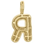 10K Yellow Gold Roumd Diamond R Initial Bubble Pendant Pave Dome Charm ...