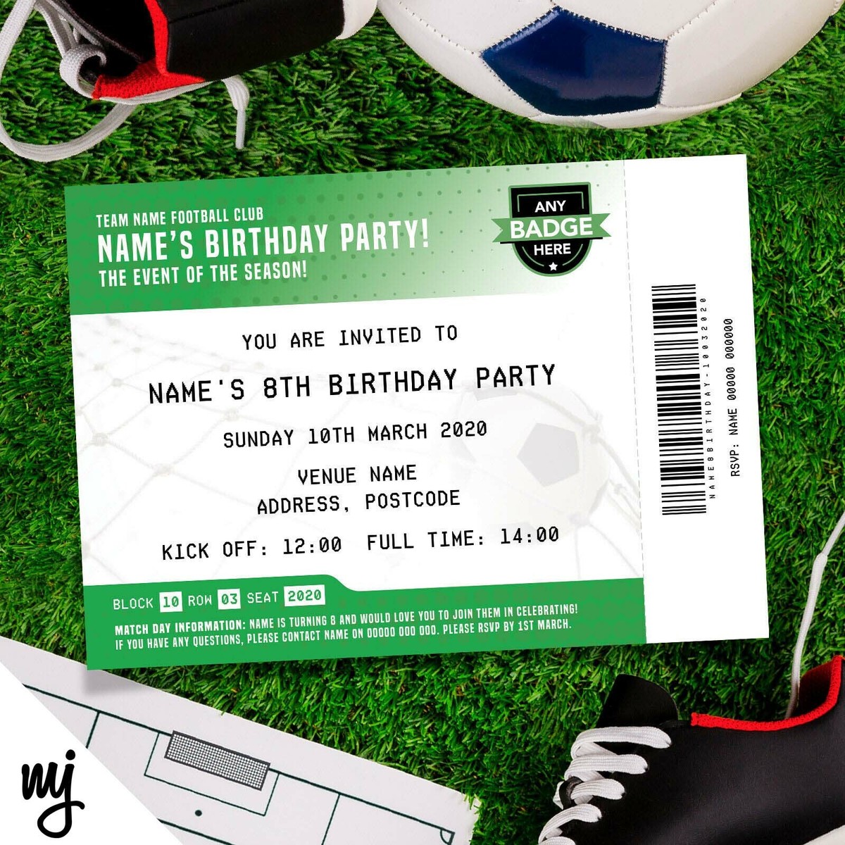 Invitations De Football Personalised Football Birthday Party
