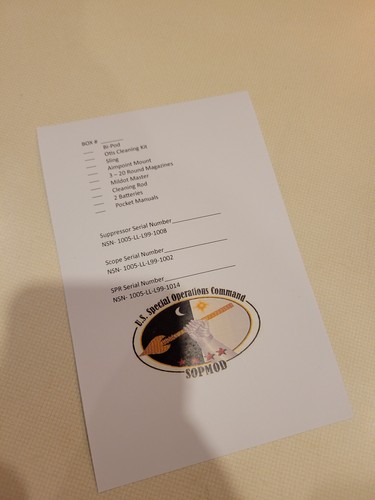 MK12 MOD 0/1/H Case Checklist Label - Pelican 1700 MOD1 MOD0 SPR SOPMOD ...