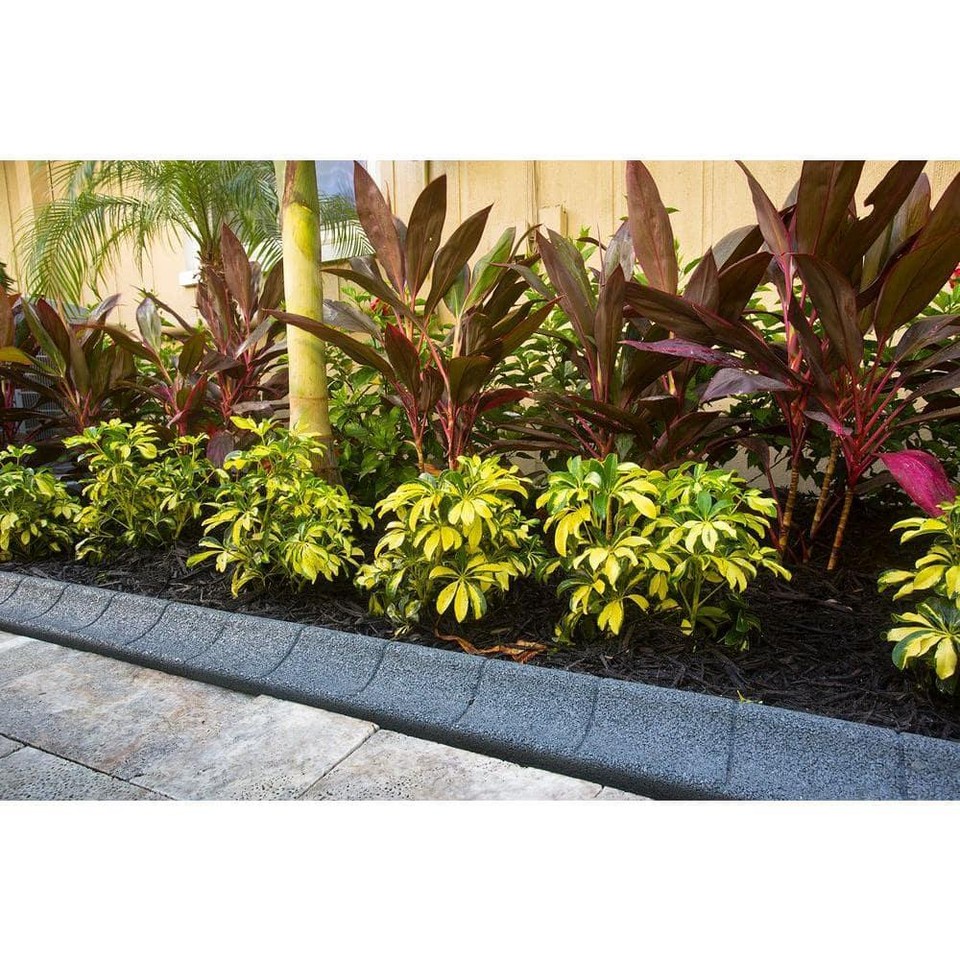EcoBorder Landscape Edging 48"x4.50"x4.25" Grey Rubber Curb Durable (4 ...