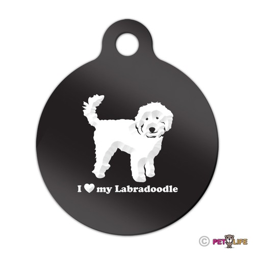 I Love My Labradoodle Engraved Keychain Round Tag w/tab v2 doodle Many ...