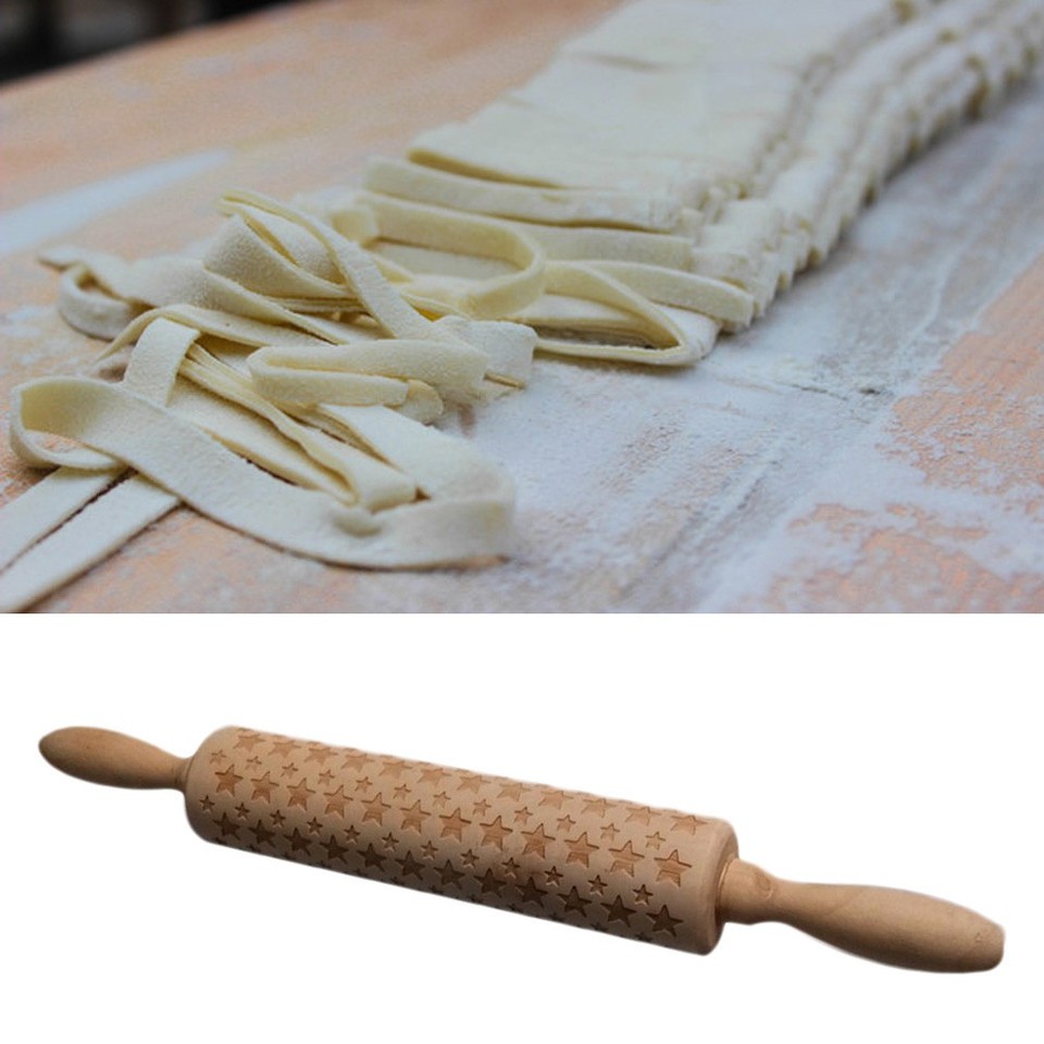 Wooden Rolling Pin Beautiful Printing Rolling Pin for Home Store Baking ...