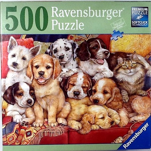 Nothing To See Here PuppiesCat On Sofa Debbie Cook 500 pc 19.5" X 14.25 ...