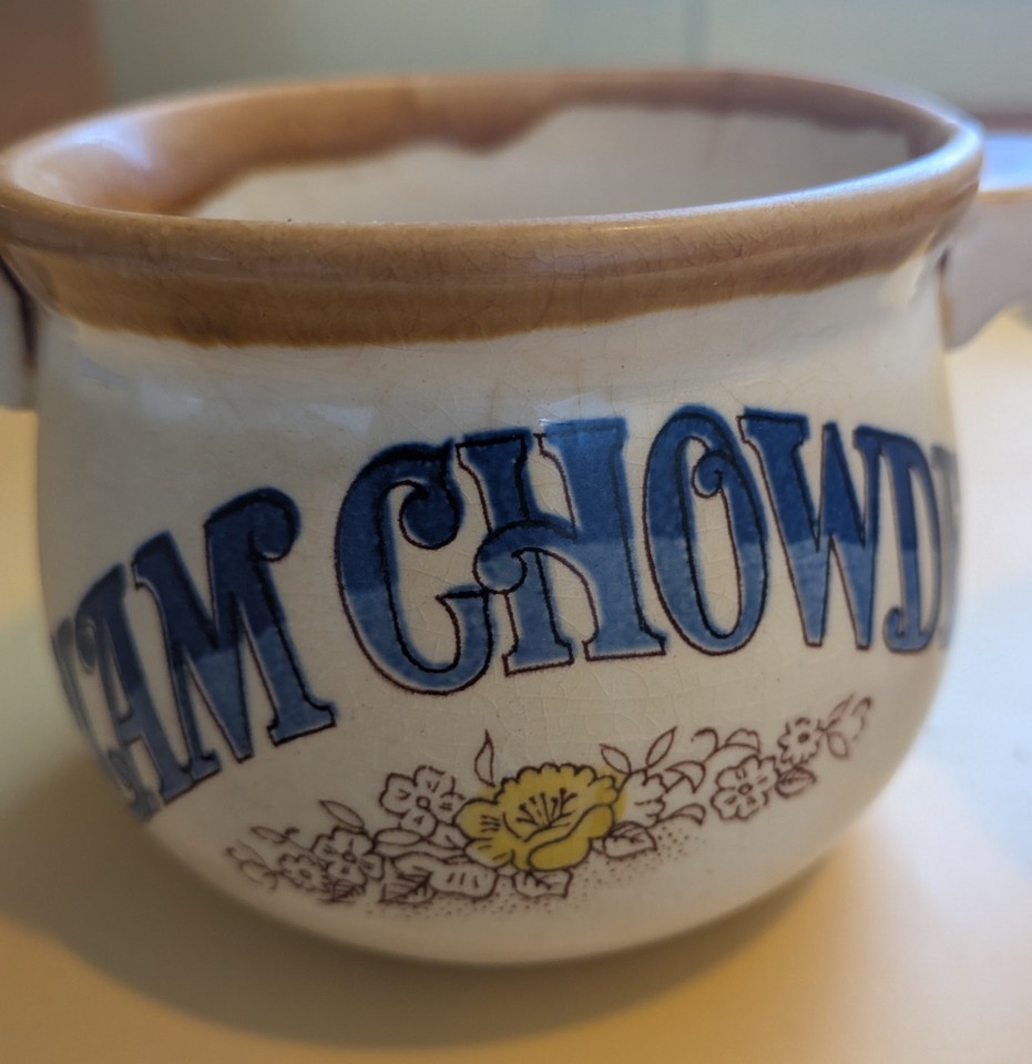 80s Vintage Soup Crocks Cheese Soup, bean soup Clam Chowder Ceramic ...