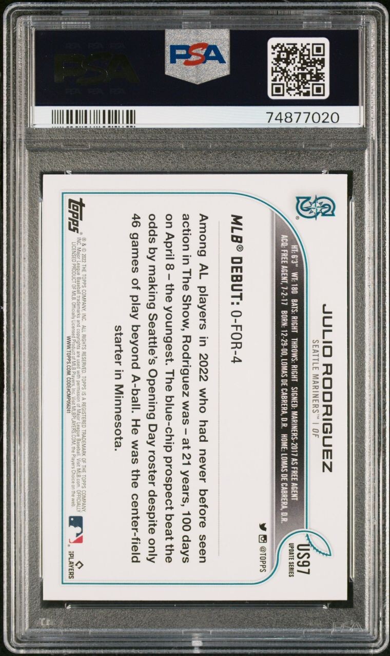 2022 Topps Update Series - Rookie Debut #US97 Julio Rodriguez (RC) for ...