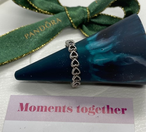 Pandora Silver Ring Band of Hearts #190980 Size 48 Authentic Ale 925 | eBay