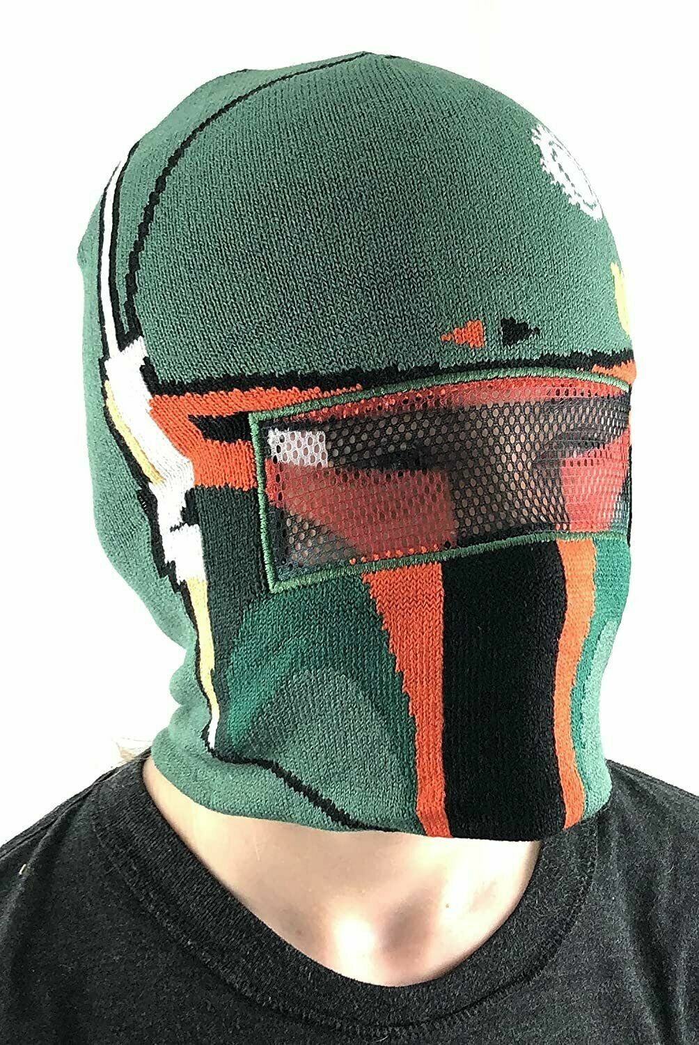 Star Wars Boba Fett Helmet Roll Down Cuffed Knit Intarsia Skull Cap ...