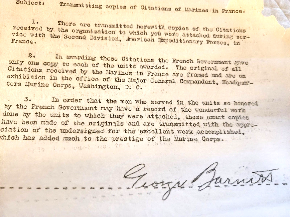 LOT of 4 USMC MARINE CORPS WWI DOCUMENTS AEF FRANCE SERVICE CERTIFICATE ...