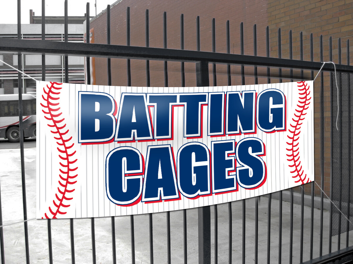 BATTING CAGES Baseball softball Business Advertising Vinyl Banner Sign ...