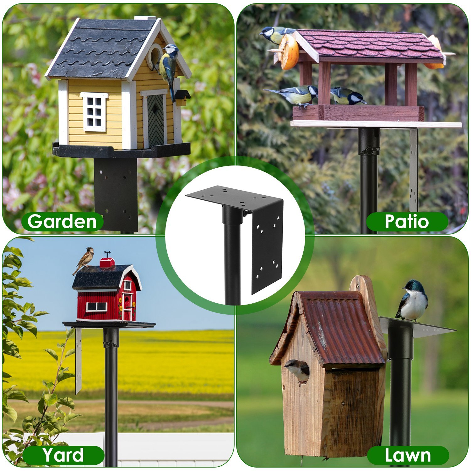 Bird House Pole Kit Height Adjustable Bird Feeder Pole Mount Kit Set ...