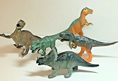 Dinosaurs Toys Set of Five Plastic Deinonychus Triceratops Stegosaurus ...