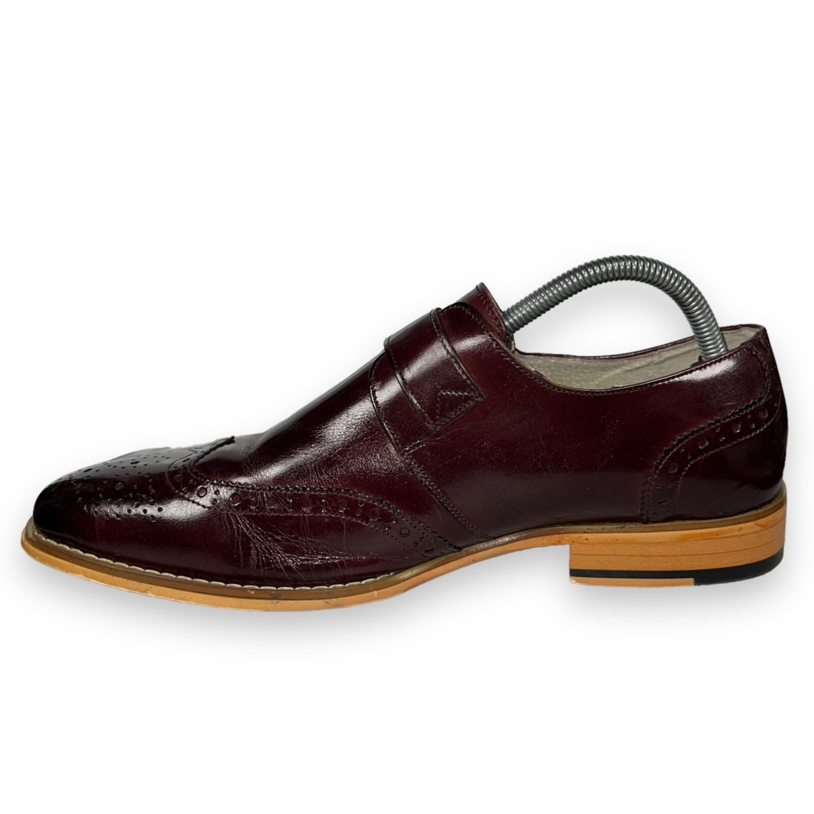 Giovanni Baron Monk Strap Wingtip Loafers Burgundy Le… - Gem