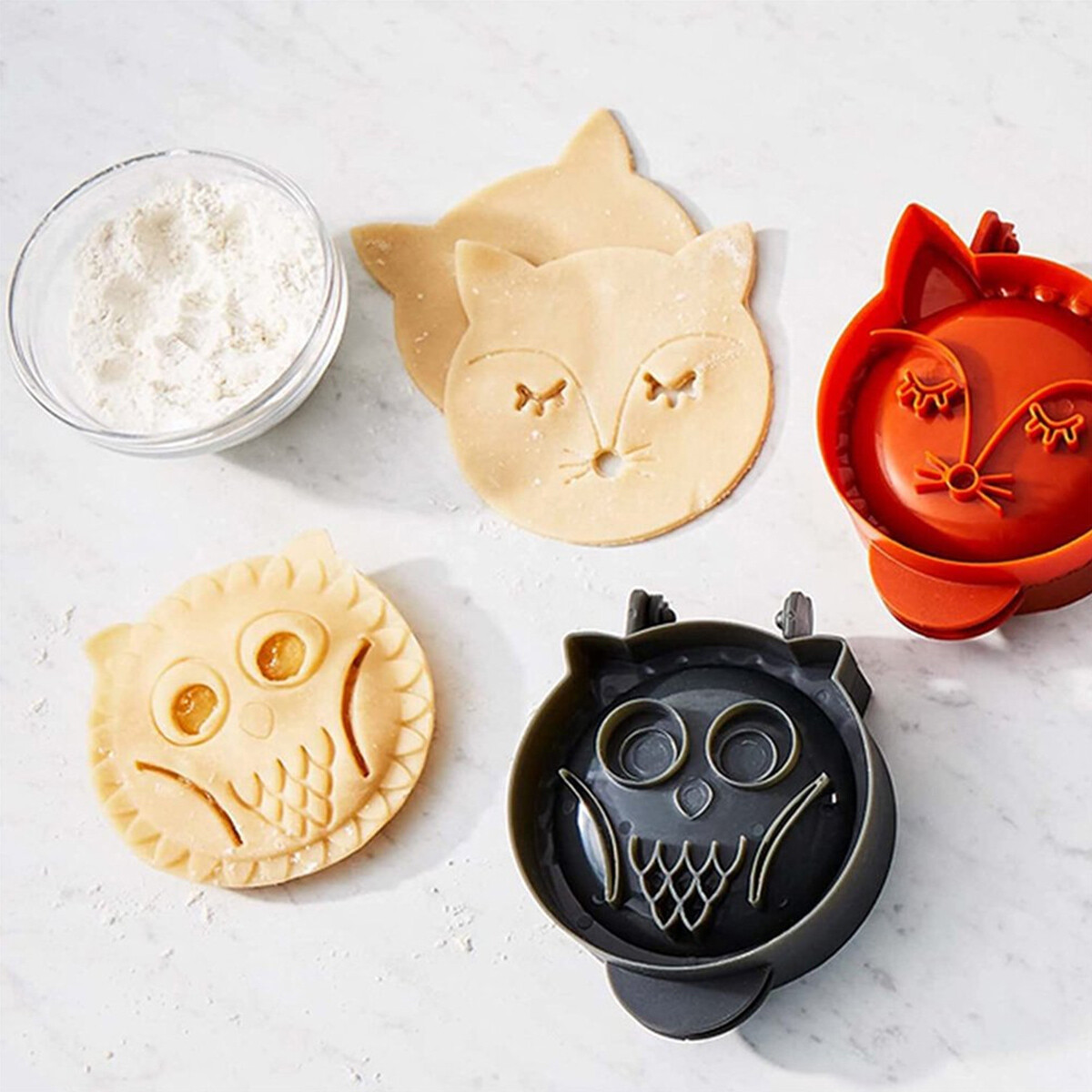 2 Pack Mini Hand Pie Molds Fox and Owl Shape Dough Presser Pocket Pie ...