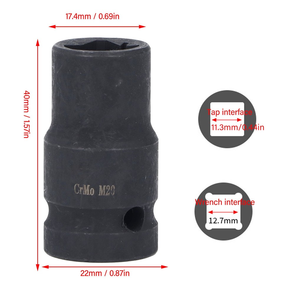 M20 Square Tap Socket CRMO 1/2in Round Corners Tap Socket For Electric ...