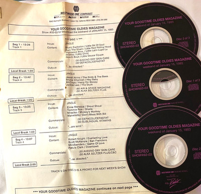 1/15/93 GOOD TIME OLDIES 3 HRS/LATE 50s-EARLY 70s: RASCALS FEATURE ...
