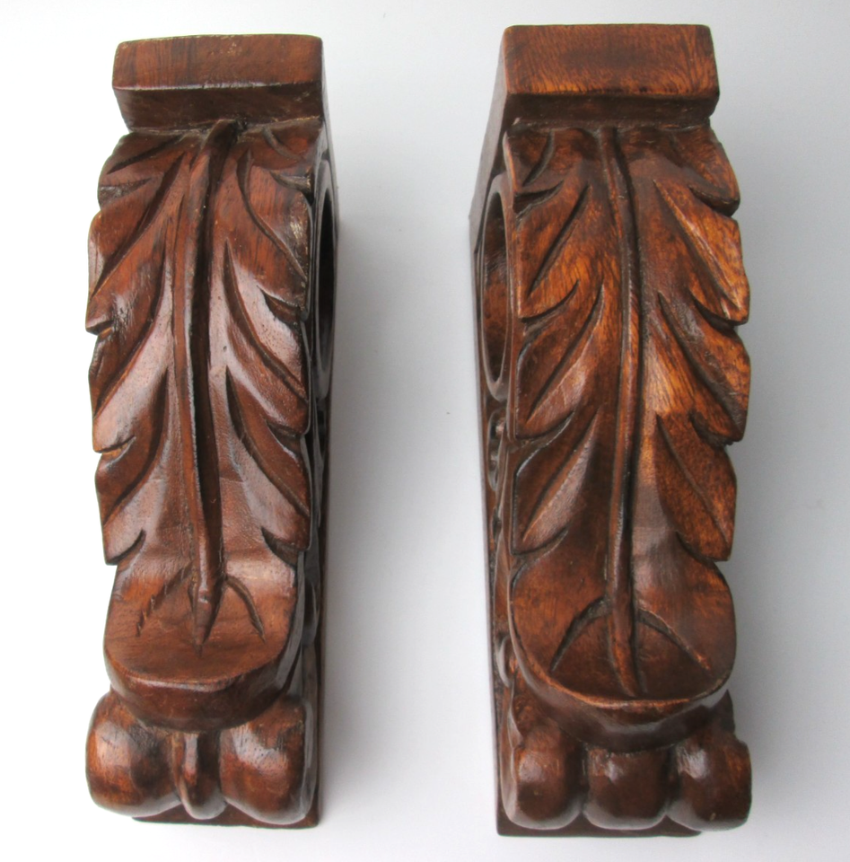 2 Drapery Sconce Corbels Curtain Rod SwagHolder Brackets Wood Mahagony ...