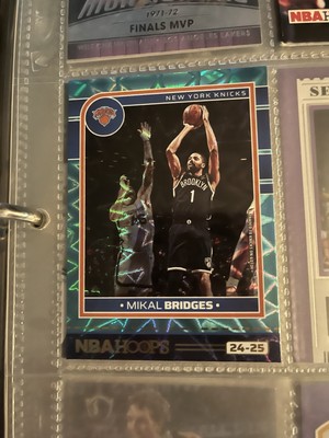 24-25 Panini NBA Hoops Mikal Bridges #203 Blue Pulsar Prizm Premium ...
