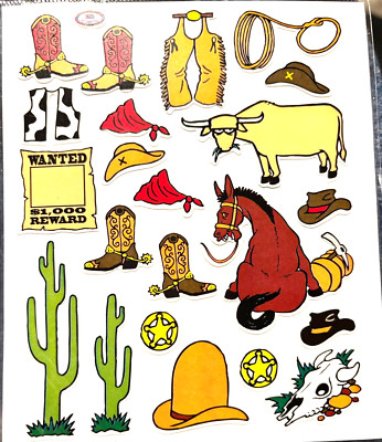 🔥VINTAGE Paper Studio Stick-a-bilities Stickers COWBOY RODEO CACTUS ...