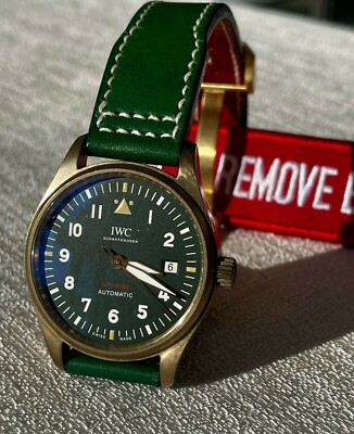 IWC Spitfire bronze green leather strap and bronze big pilot watch ...