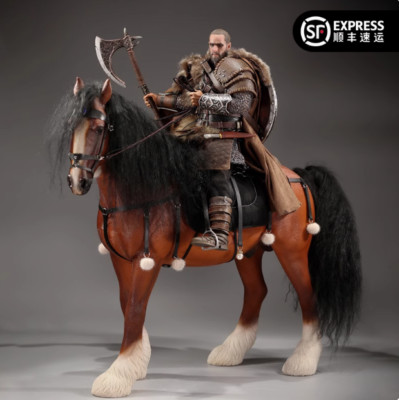JXK 1/6 Scale Shire Horse Model Simulation Stallion Decorative Resin ...
