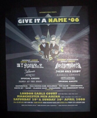 My Chemical Romance Lost Prophets UK Music Festival 2006 Poster Type Ad ...