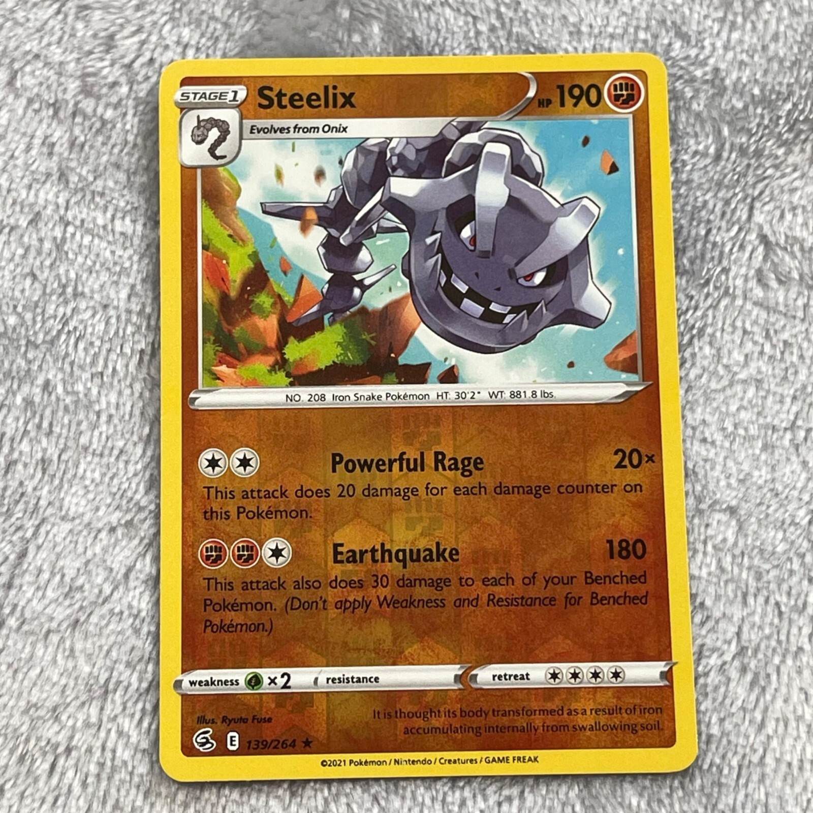 Steelix 139/264 - Fusion Strike - Reverse Holo - Rare - Pokemon Card ...