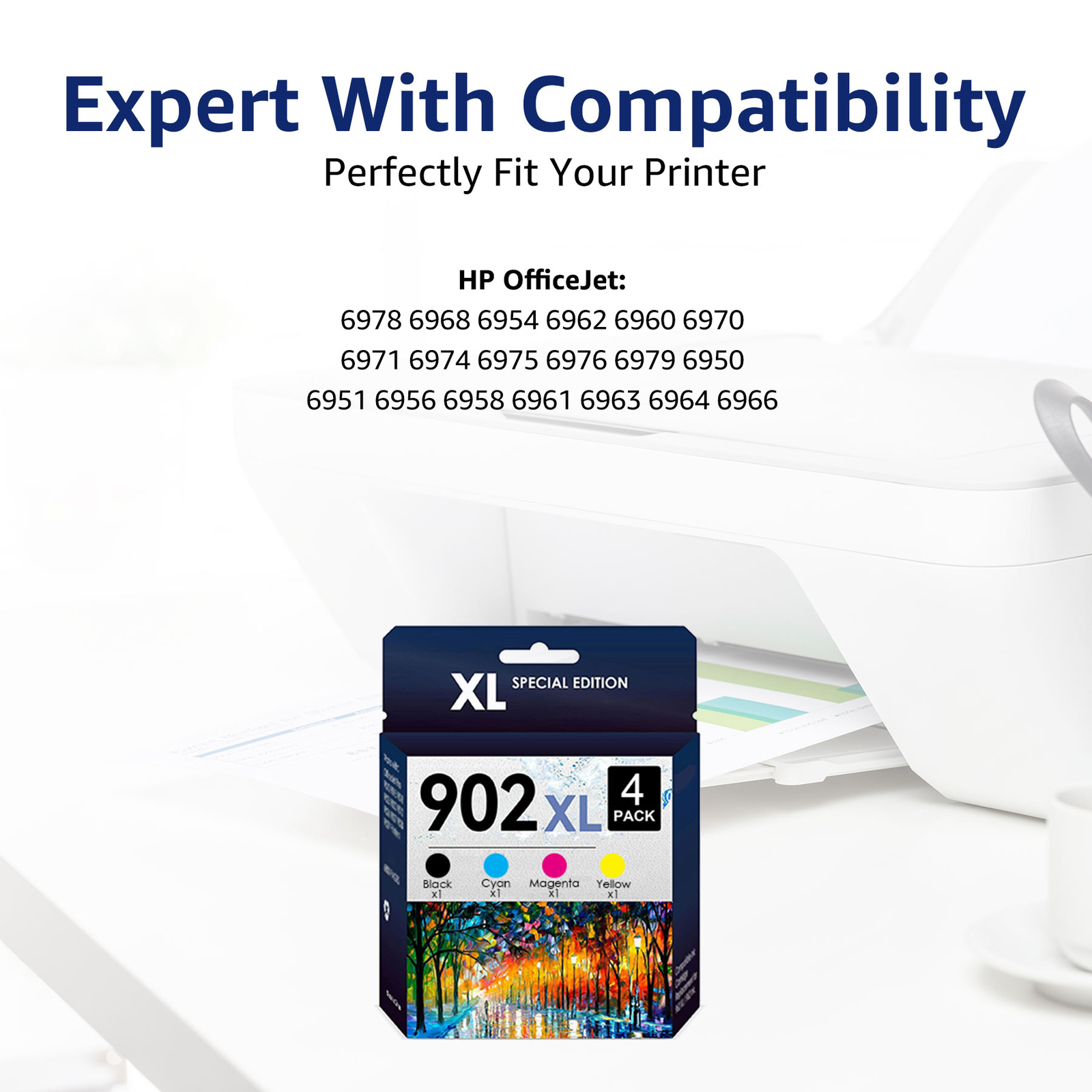 4x 902XL Ink Cartridge for HP 902XL OfficeJet 6971 6974 6975 6951 6956 ...