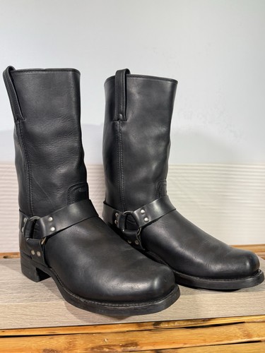 Frye Men’s Harness Boots Size 13 M Black Leather Biker Square Toe 87350 USA Made | eBay