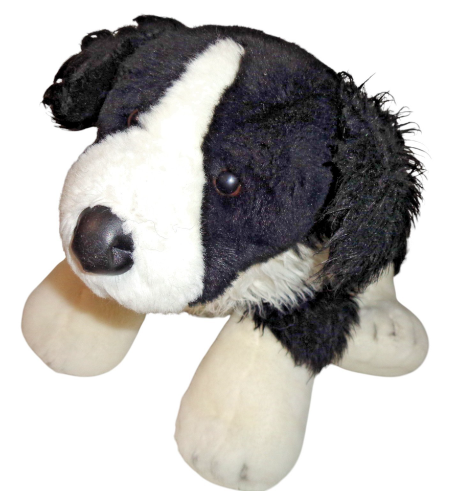 Build-a-Bear Border Collie 16" Black White Dog Plush Stuffed Animal BAB ...