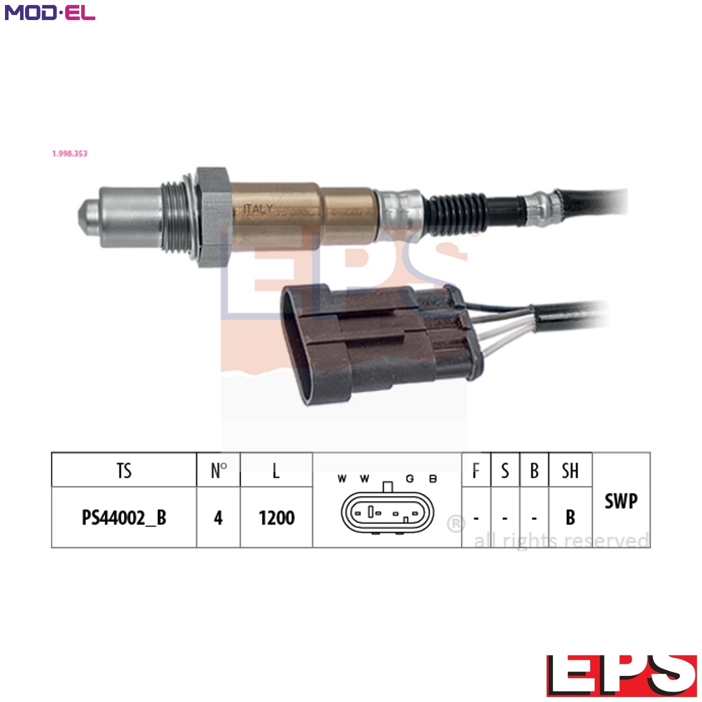LAMBDA SENSOR 1.998.353 FOR ALFA ROMEO FIAT DOBLO/MONOCAB/Box/Body/MPV ...