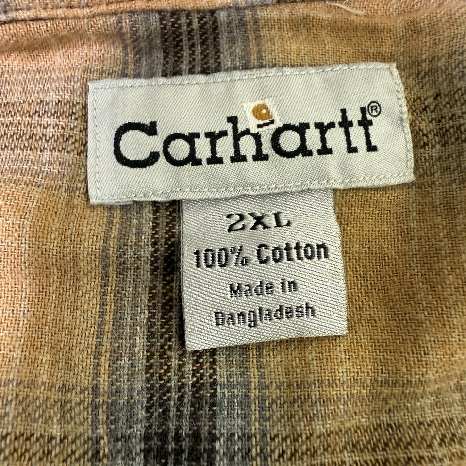 Carhartt Flannel Lined Canvas Shirt Jacket Mens Size 2XL Dark Brown ...