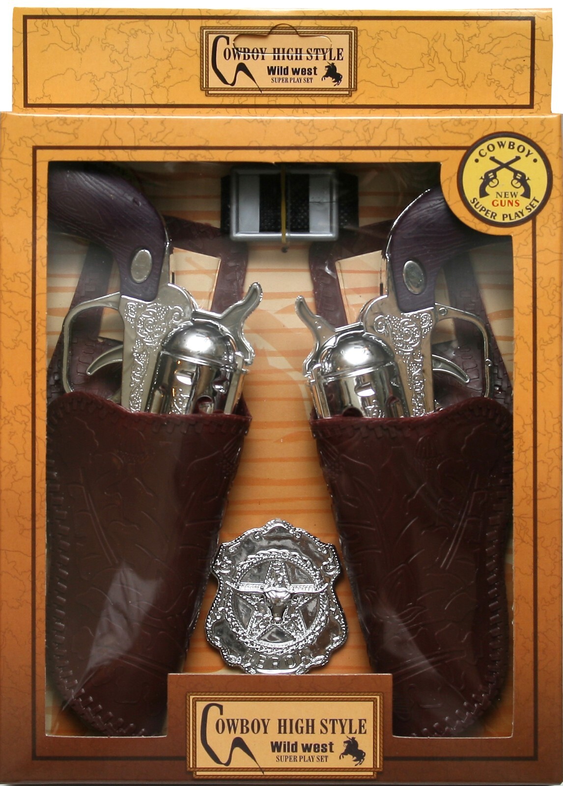 Chrome Silver Cowboy Gun Toy Set, Bandana, Revolver Wild West, Badge ...