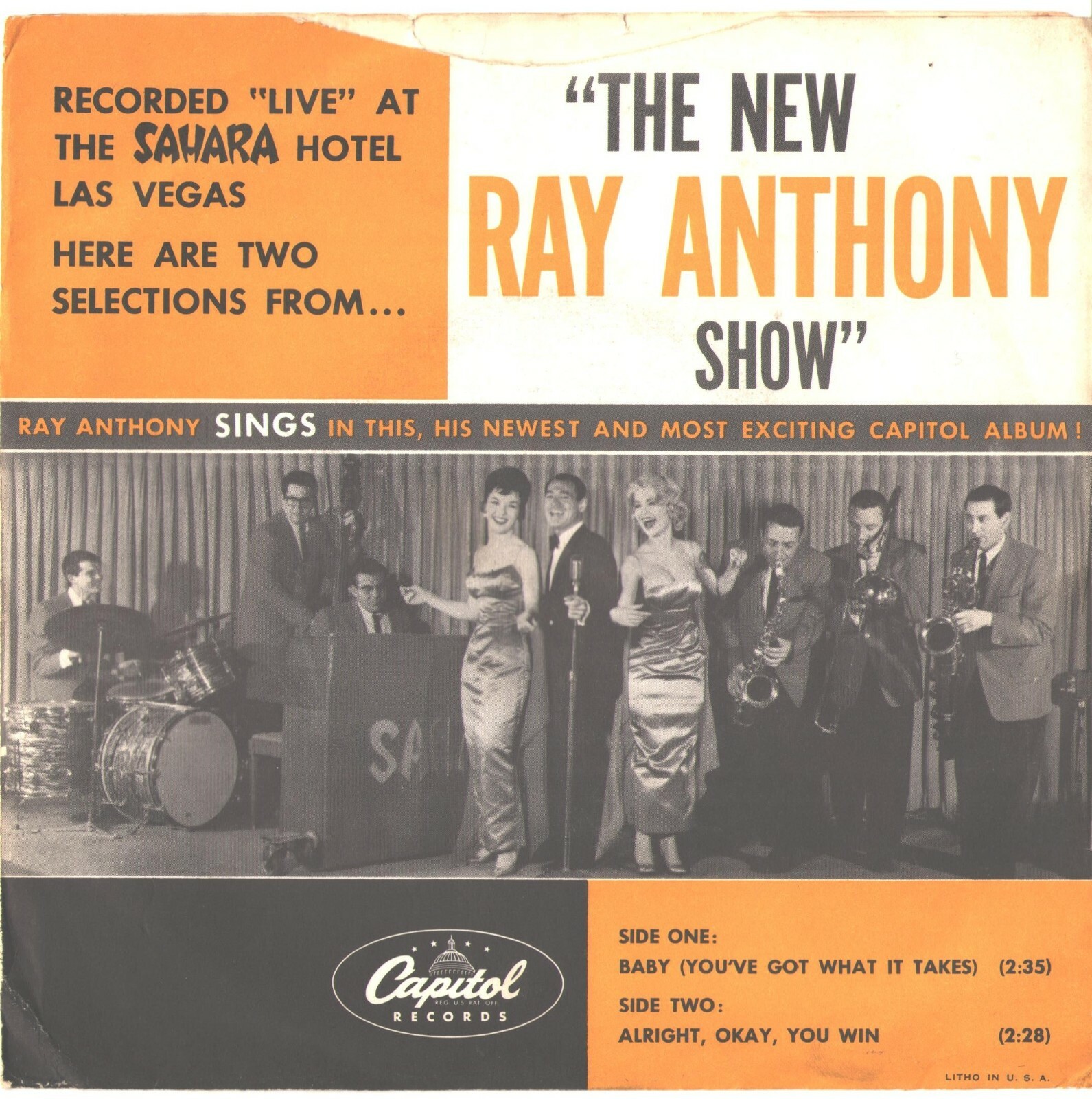 RAY ANTHONY--PROMO ONLY PICTURE SLEEVE + 45--(LIVE AT THE SAHARA)--PS ...