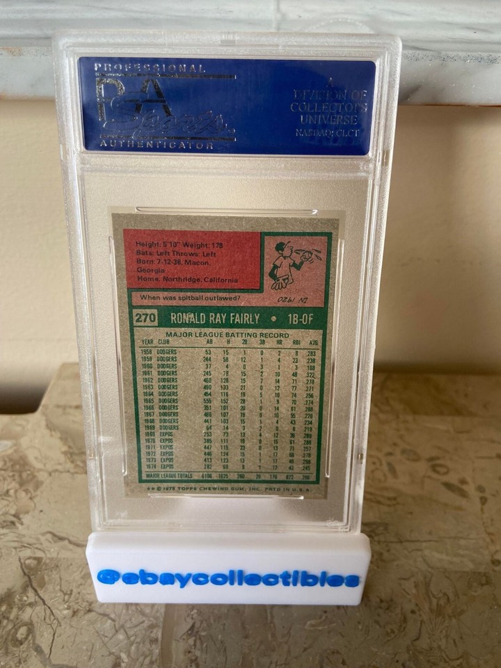 1975 TOPPS MINI RON FAIRLEY #270 PSA 7 NM VINTAGE GRADED BASEBALL ...