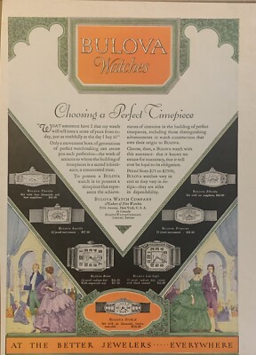 1927 Bulova Watch PRINT AD Choosing Perfect Timepiece Orchid Diamonds ...