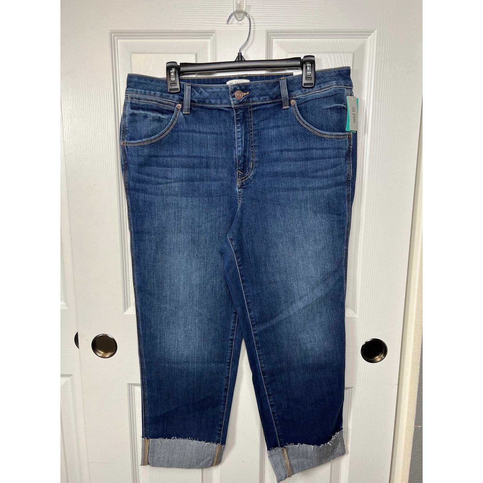 m jeans by maurices Classic Mid Rise Straight Cropped Jeans Size 14 | eBay