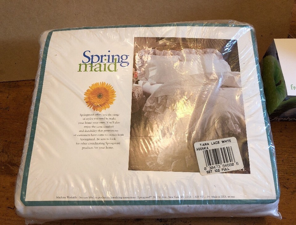 SPRINGMAID FULL SHEET SET Tiara Lace White COTTON BLEND New! | eBay
