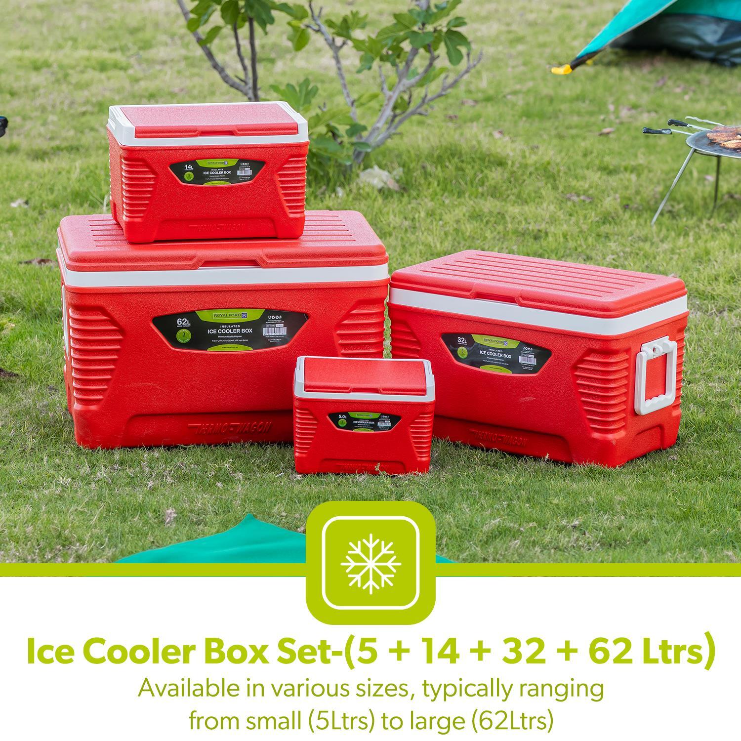 ROYALFORD Ice Cooler Box Set 5L, 14L, 32L, 62L Boxes Camping Picnic ...