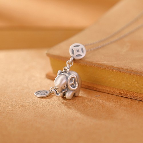 1PC Pure 990 Fine Silver Men Women Lucky Rich Coin Cute Elephant ...